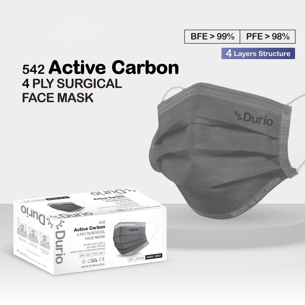 Durio 542 Active Carbon 4 Ply Surgical Face Mask (40 Pcs) — iElder.Asia ...