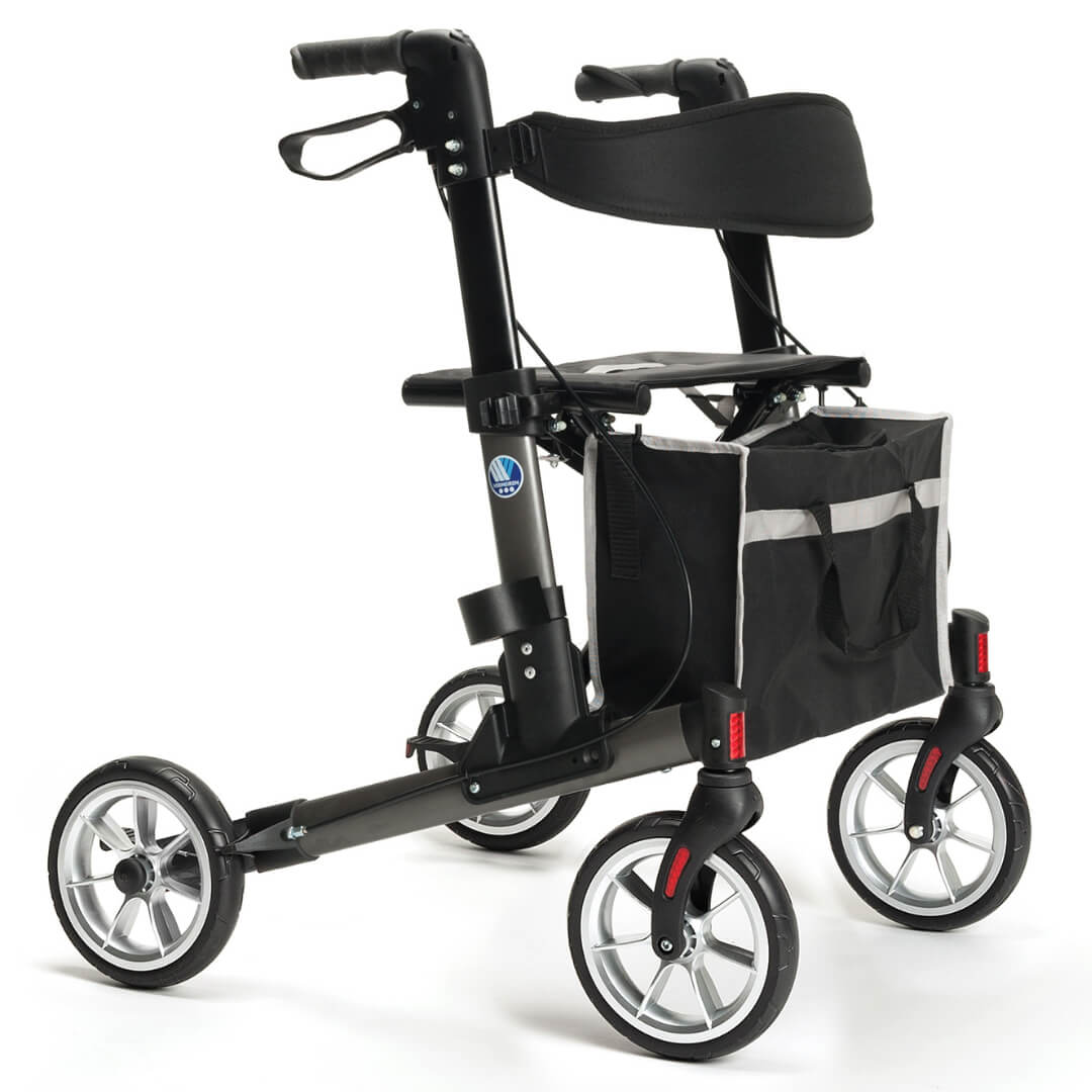 Lightweight, Foldable 4-Wheel Aluminium Rollator with Parking Brake ...