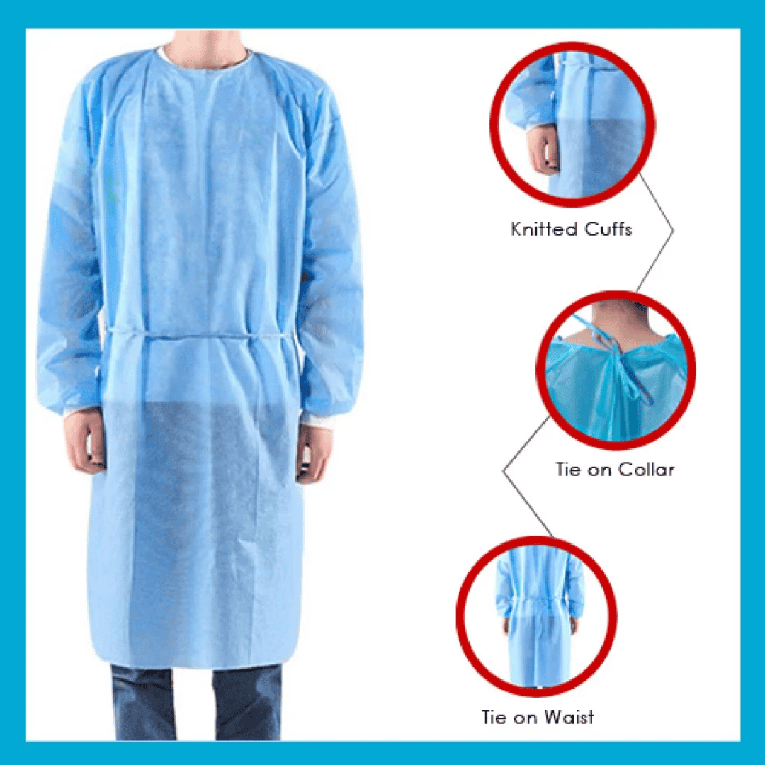 Isolation Gown, With Cuff, Water Repellent, PP+PE, 42gsm, 10pcs/pak ...